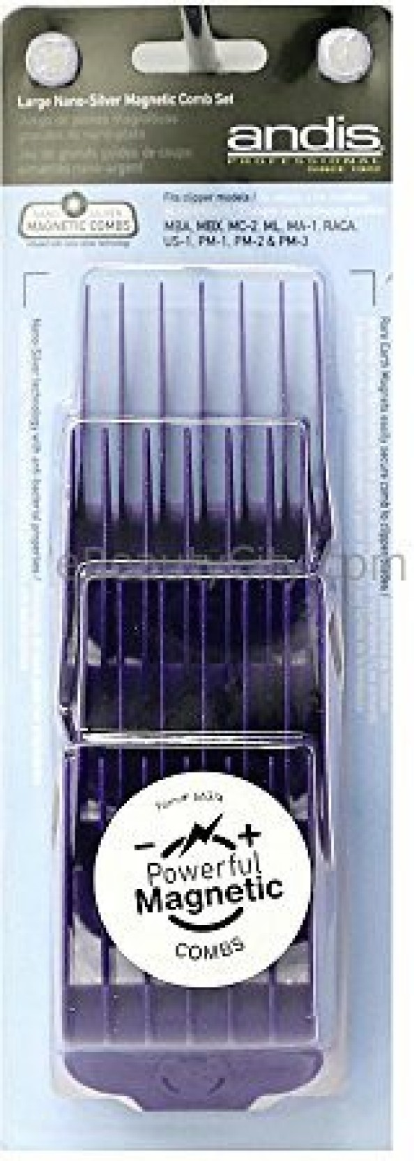 Andis Nano Silver Magnetic Comb Set LARGE with One Magnetic AN66320