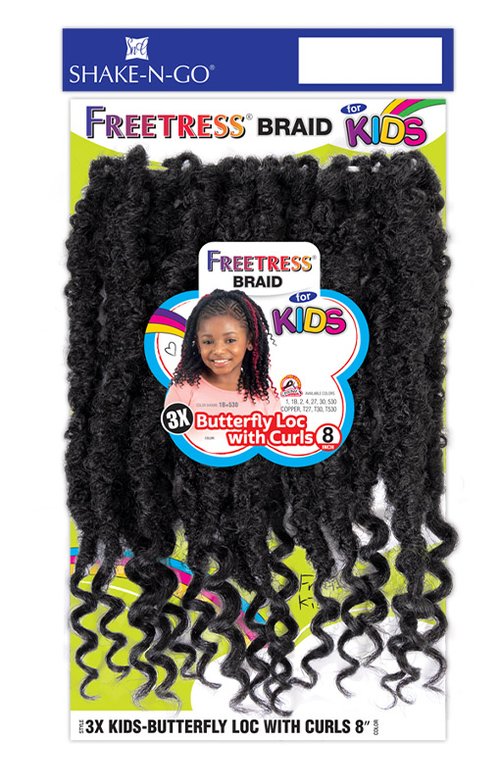 FREETRESS 3X KIDS-BUTTERFLY LOC WITH CURLS 8"