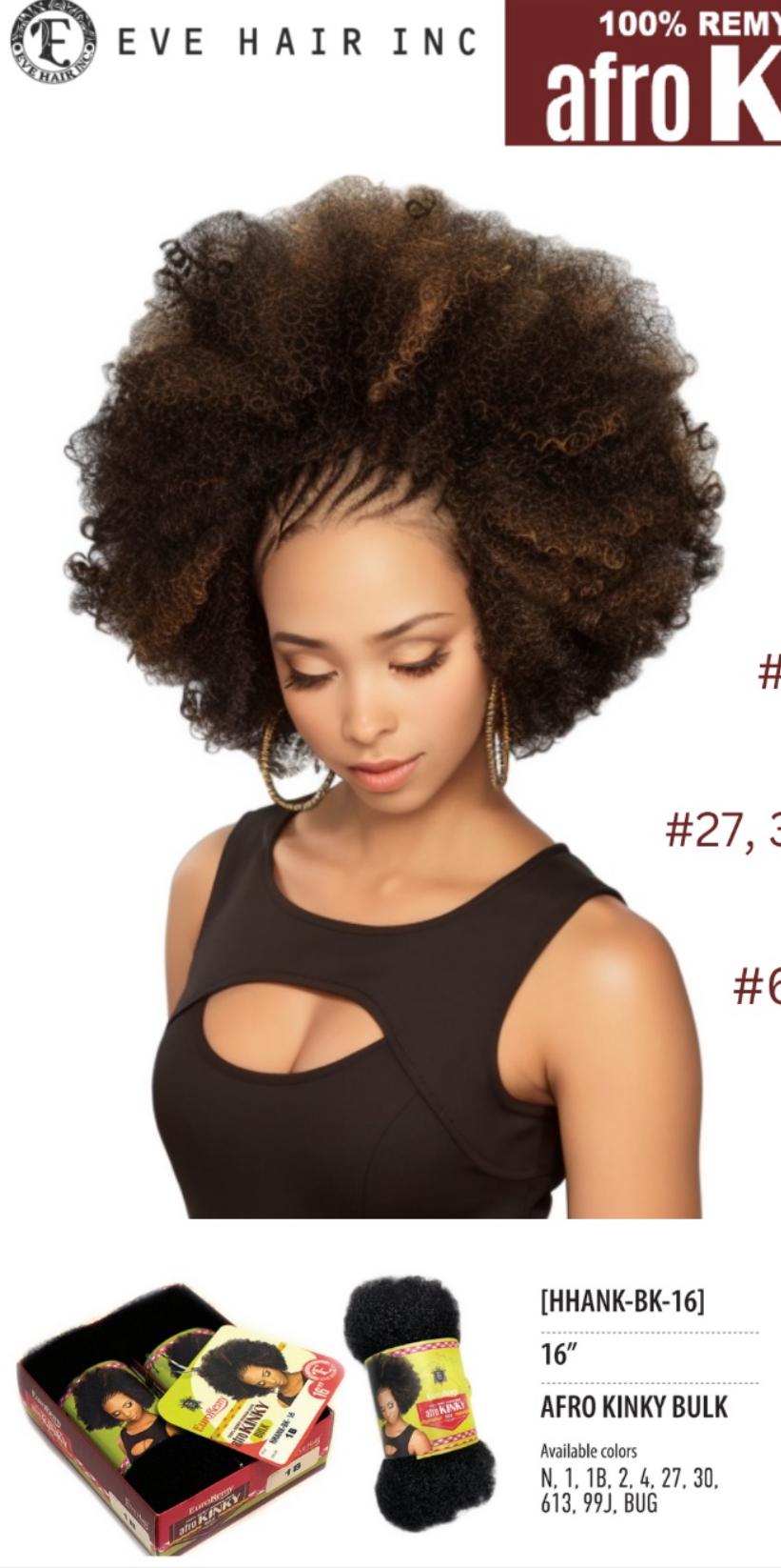 Eve Hair 100% Remy Human Hair Afro Kinky Bulk 16"