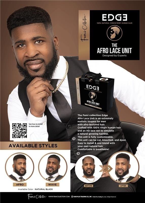 Femi Collection EDGE 100% Natural Virgin Remy Human Hair The Afro Lace Unit