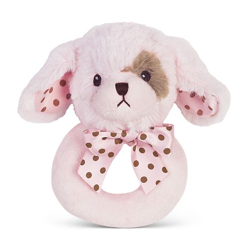 Bearington Baby Lil' Wiggles Rattle Plush Ring Rattle - Pink Dog ...