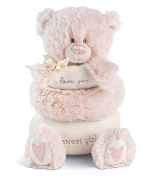 DEMDACO Baby Stackable Plush Teddy Bear - Pink | Hearts Desire Gifts