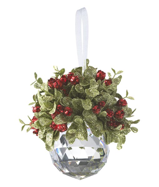 Ganz Kissing Krystals Mini Mistletoe Ornament - Round Shape 5" | Hearts ...