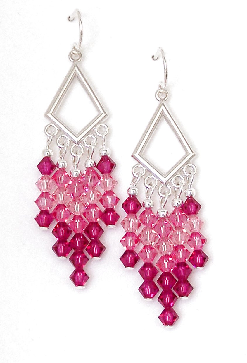 Pink Crystal Chandelier Earrings | Swarovski Crystal Chandelier Earrings