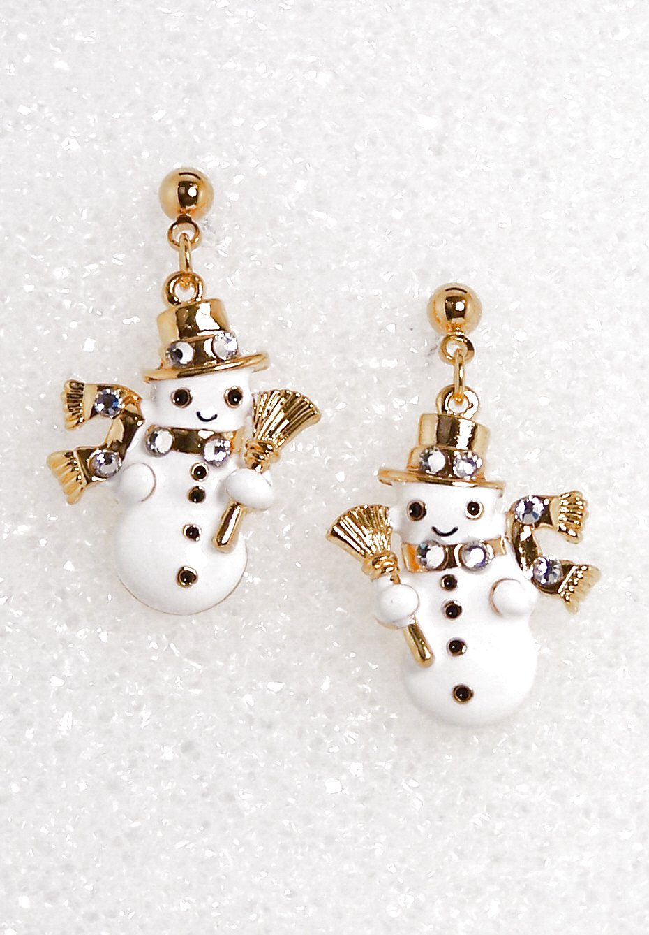 Gold Snowman Earrings