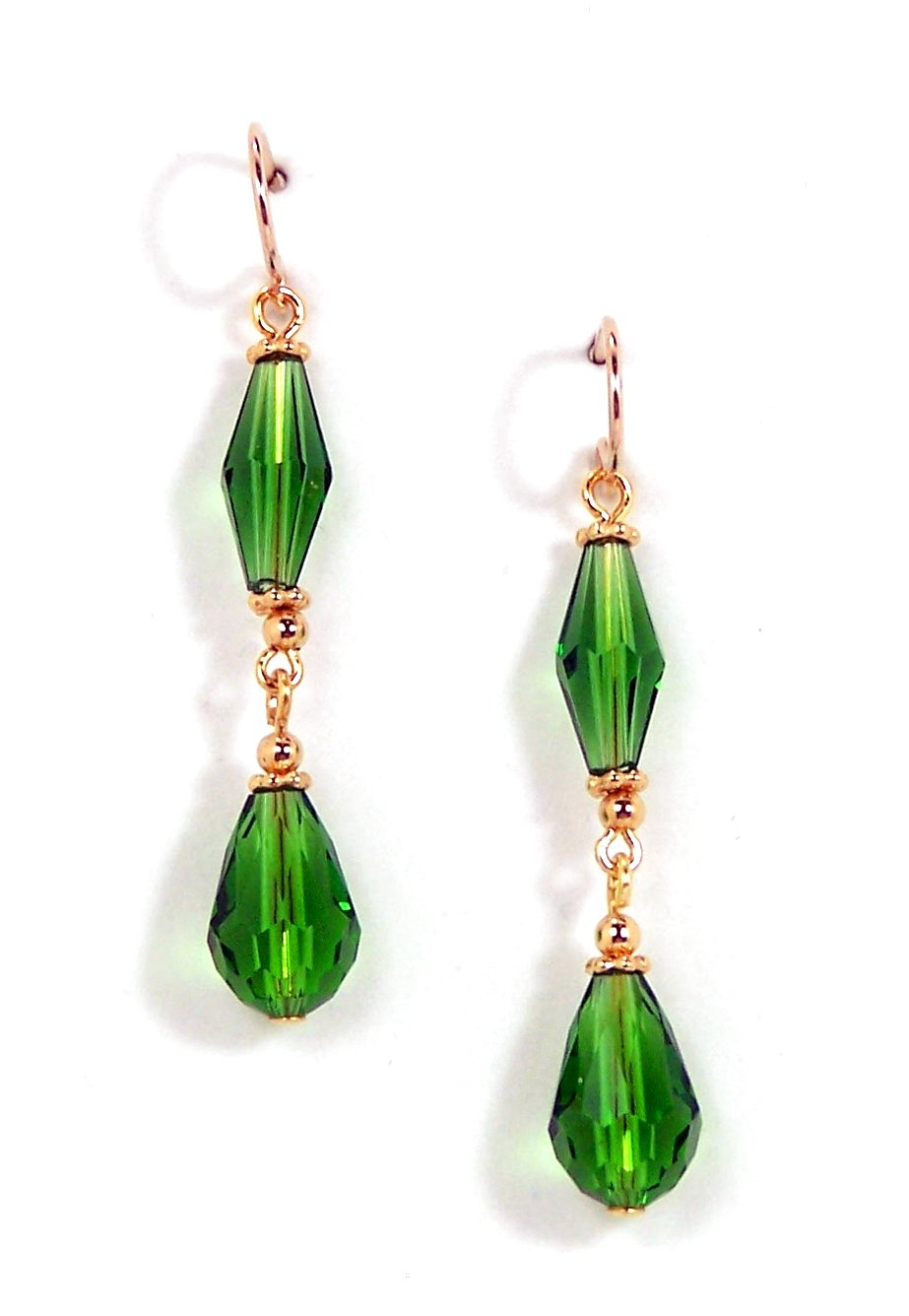 Green Crystal Dangle Earrings