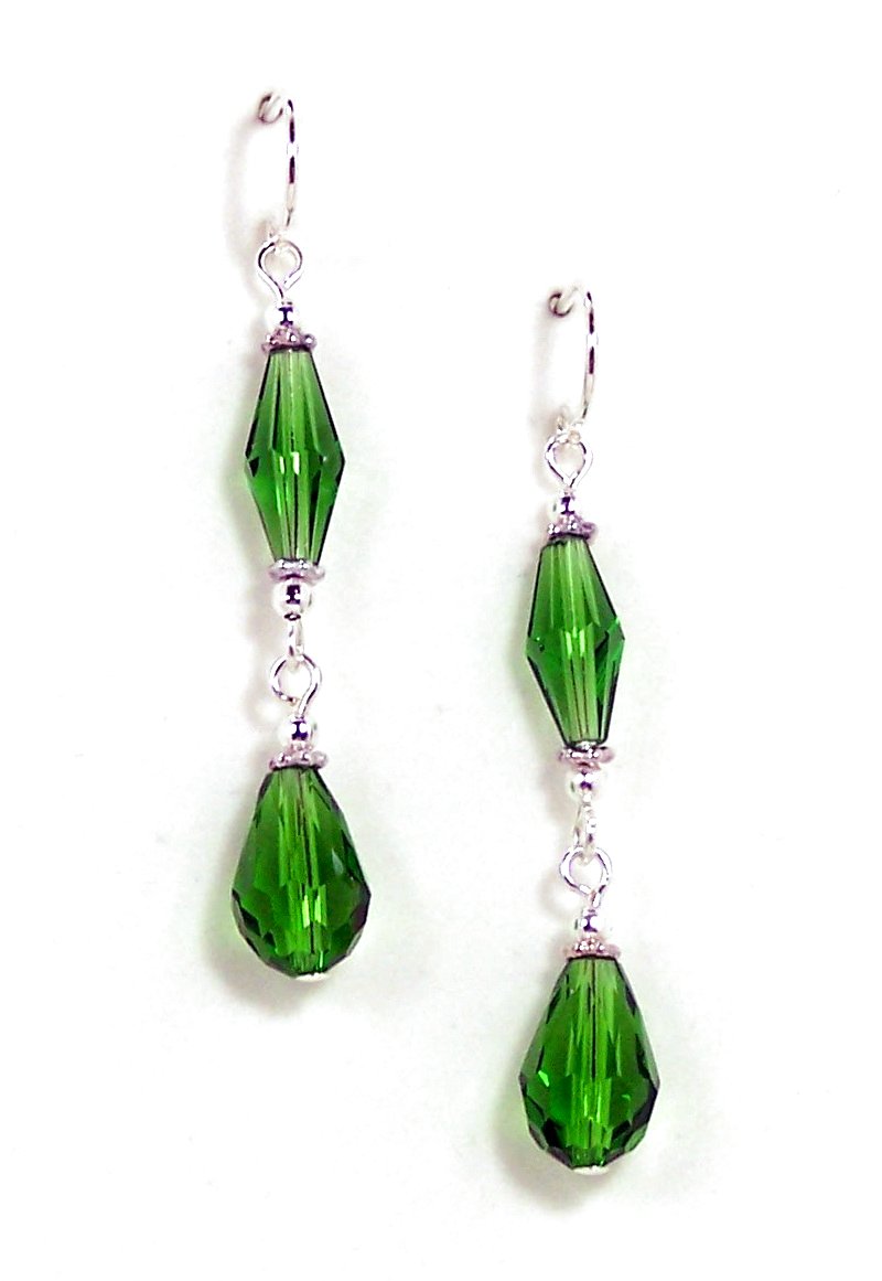 Green Crystal Dangle Earrings