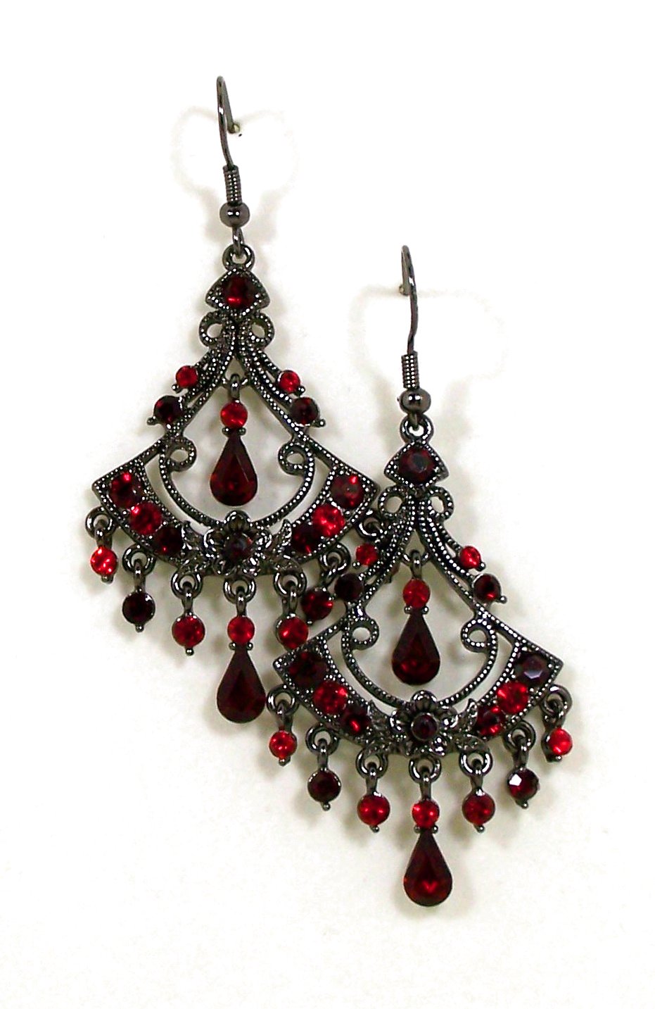 Red Chandelier Earrings | Red Chandelier Rhinestone Earrings