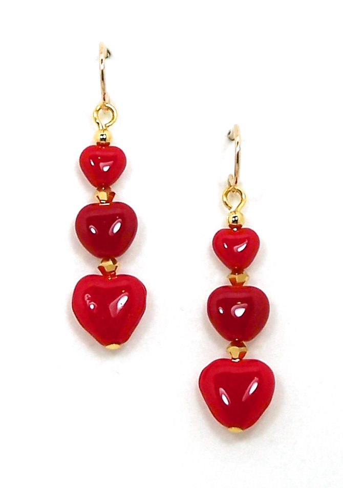 Red Heart Earrings | Valentine's Day Heart Earrings