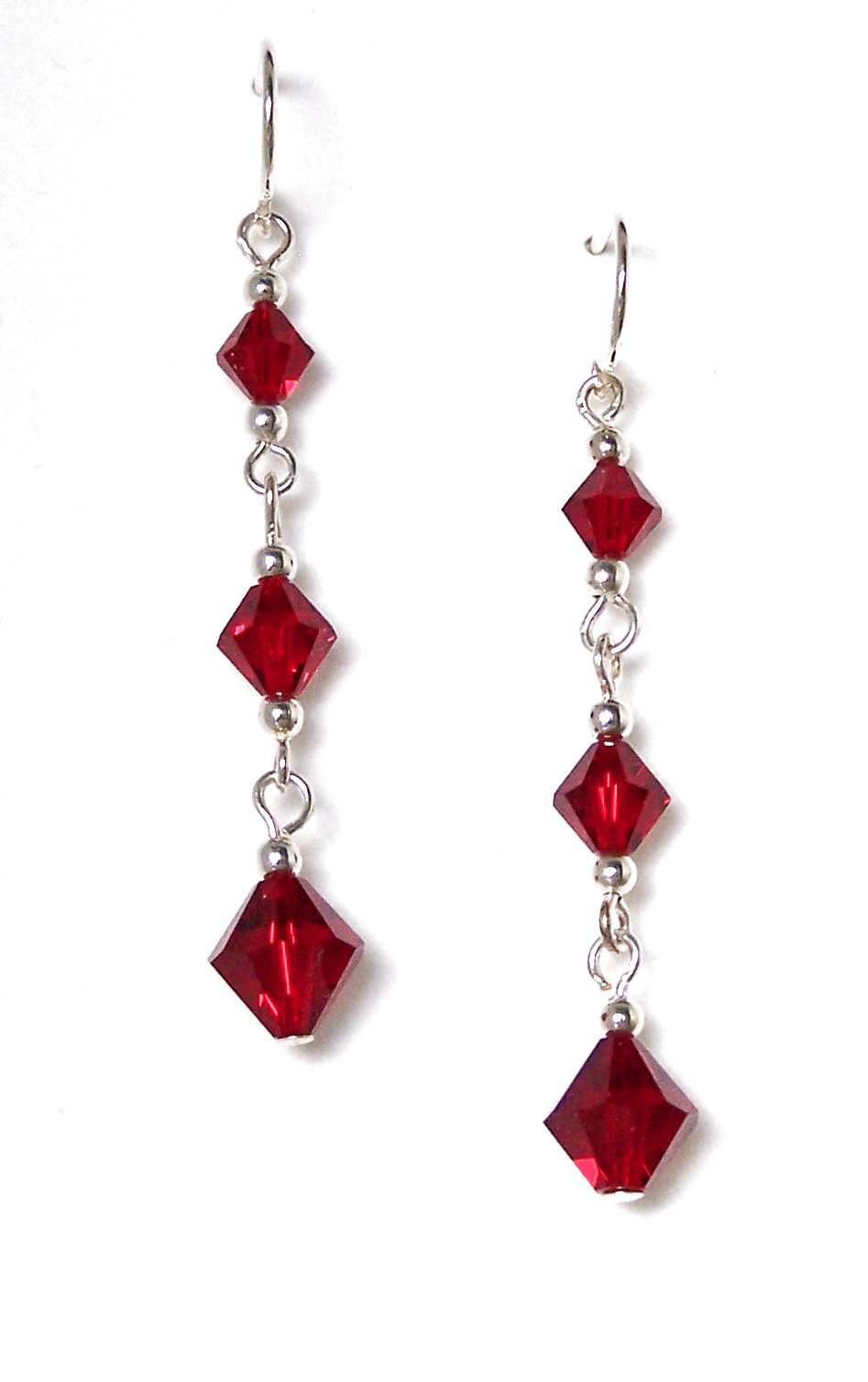 Red Crystal Earrings | Siam Red Chain Drop Swarovski Crystal Earrings