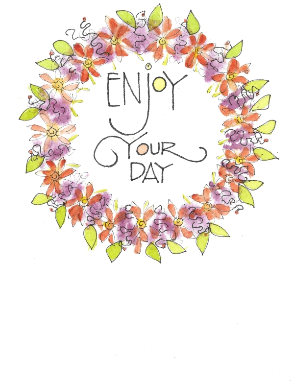 Birthday - Enjoy your Day Wreath Birthday Greeting Card