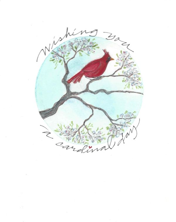 Friendship - Cardinal Day Greeting Card, message inside