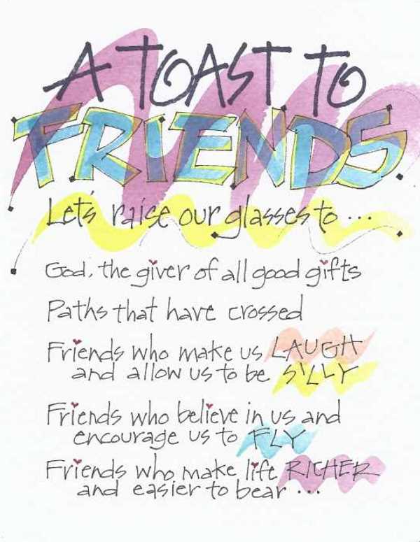 Friendship - Toast to Friends Greeting Card, message inside