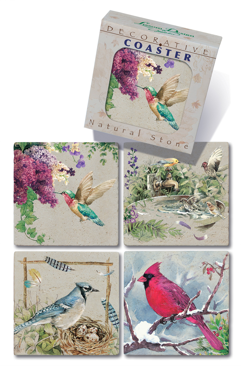 Natural Stone Coaster Set - Wonder of Birds