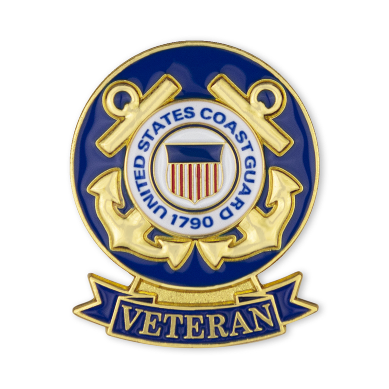 1-1/8 INCH U.S. COAST GUARD VETERAN LAPEL PIN