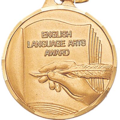 1 1/4 INCH ENGLISH LANGUAGE ARTS AWARD MEDAL, GOLD