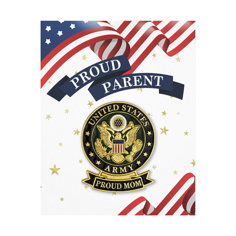 1-1/8 x 7/16 INCH U.S. ARMY "PROUD MOM" LAPEL PIN
