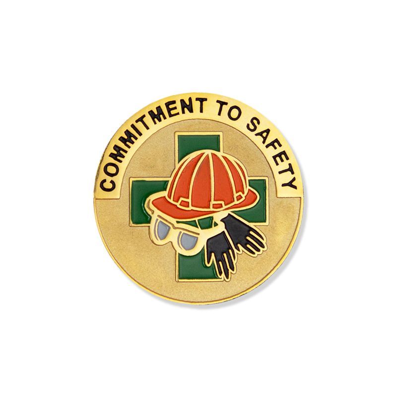 1 INCH "COMMITMENT TO SAFETY" HARD HAT ENAMELED LAPEL PIN