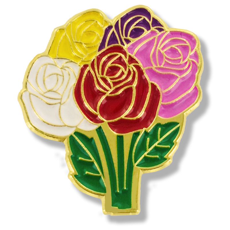1 INCH HEIGHT BOUQUET OF ROSES LAPEL PIN