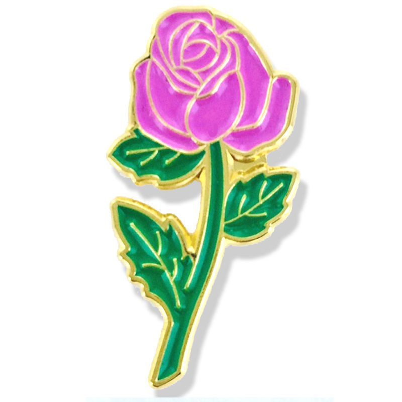 1 INCH HEIGHT PINK ROSE LAPEL PIN