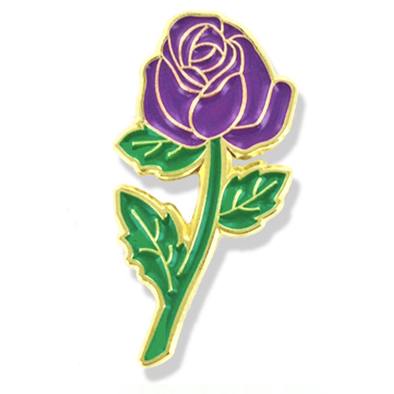1 INCH HEIGHT PURPLE ROSE LAPEL PIN
