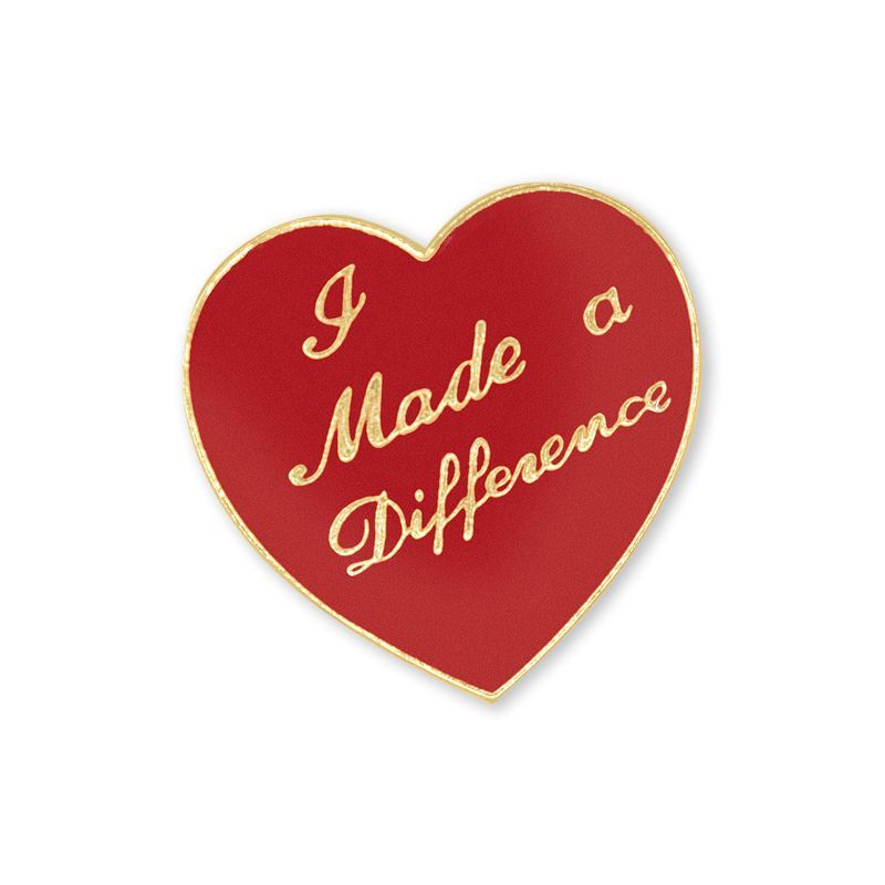 1 INCH I MADE A DIFFERENCE ENAMELED HEART LAPEL PIN