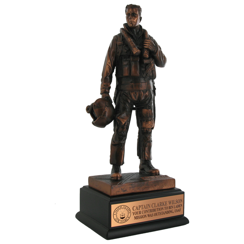 11-1/2 INCH AIR FORCE FIGHTER PILOT TROPHY, ELECTROPLATER IN BRONZE ...