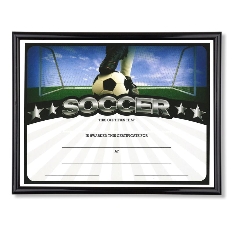 11-3/4 X 8-3/4 INCH SPORT BLACK FRAME CERTIFICATE HOLDER WITH SOCCER ...