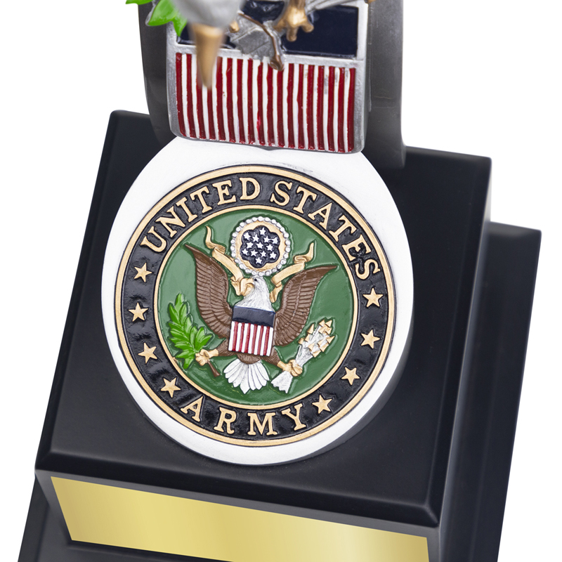 14 INCH HAND PAINTED U.S. ARMY EAGLE WITH ARMY SHIELD EMBLEM ON A BLACK ...