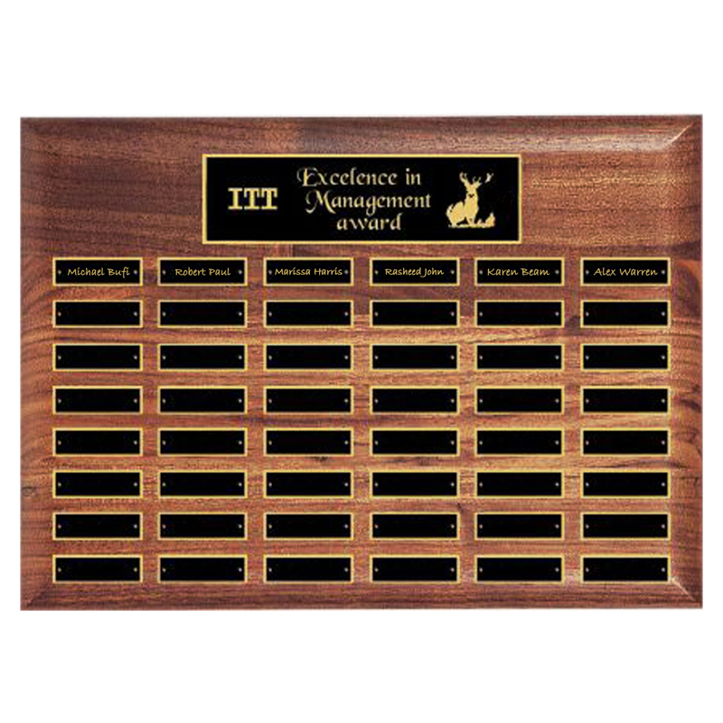 15 x 21 INCH GENUINE WALNUT FINISH PERPETUAL PLAQUE WITH BLACK AND GOLD ...