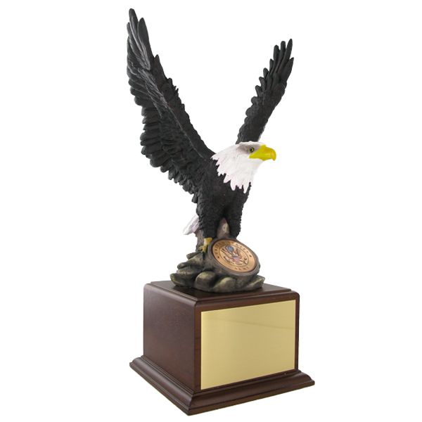 17 INCH EAGLE TROPHY, HAND PAINTED, HOLDS 2 INCH INSERT