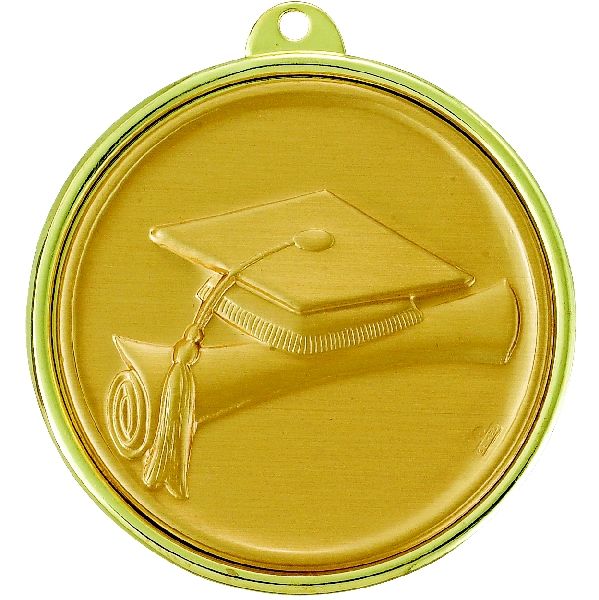 2-1/4 INCH GRADUATION, CAP AND SCROLL MEDAL, MULTIPLE COLORS