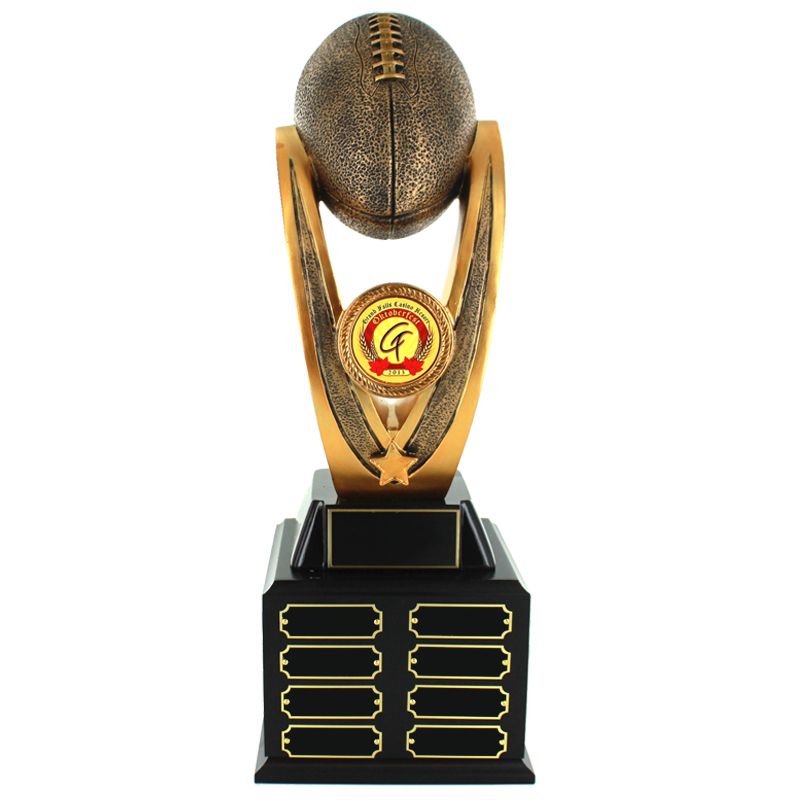 20 INCH PERPETUAL FANTASY FOOTBALL TROPHY ANTIQUE GOLD FINISH RESIN ...