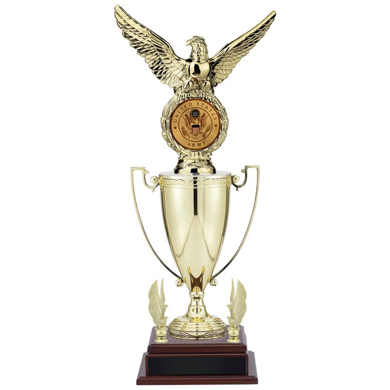 22-3/4 INCH EAGLE FIGURE TROPHY WITH 13 INCH GOLD CUP, FIGURE, AND ...
