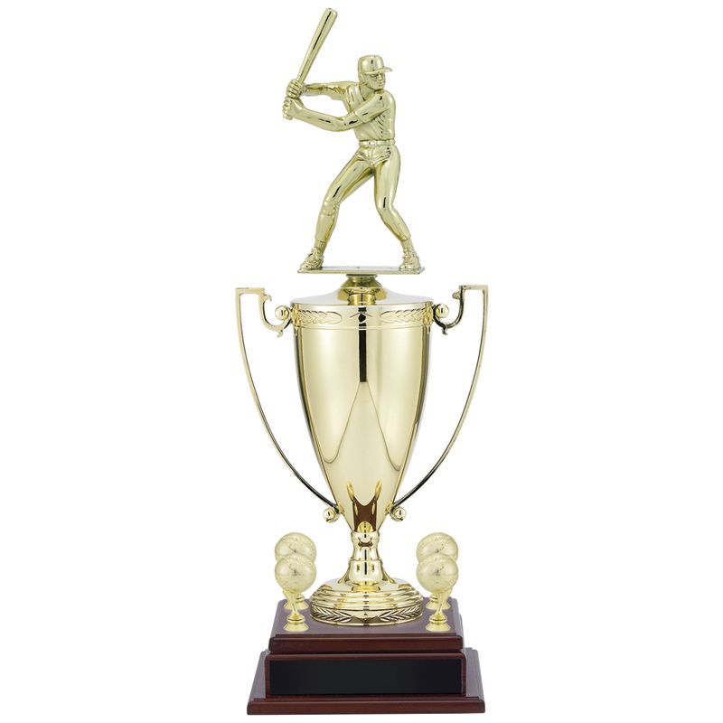 24-3/4 INCH MALE BASEBALL PLAYER TROPHY WITH 13 INCH GOLD CUP, FIGURE ...