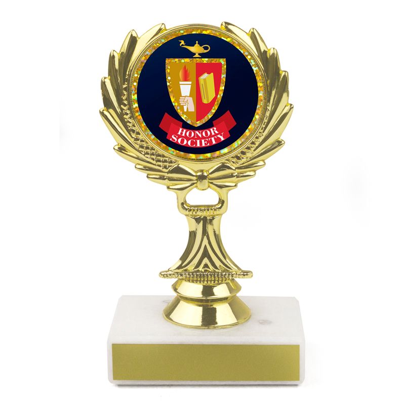 5-1/4 INCH TROPHY RISER WITH 2 INCH MYLAR HONOR SOCIETY INSERT