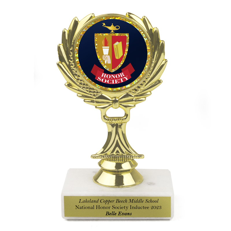 5-1/4 INCH TROPHY RISER WITH 2 INCH MYLAR HONOR SOCIETY INSERT
