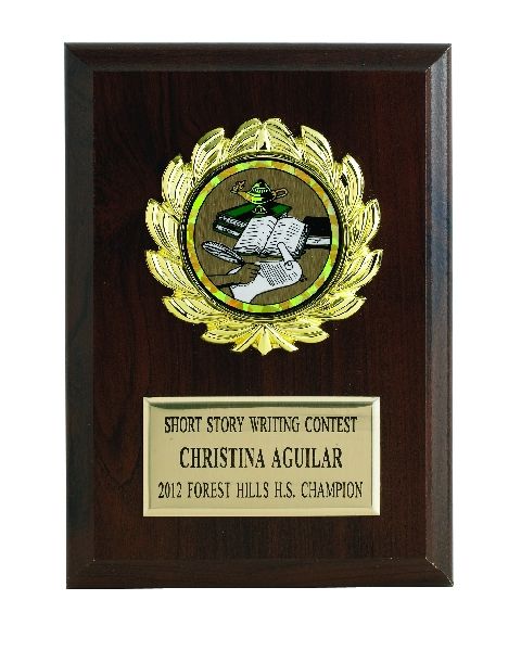 5 X 7 INCH PLAQUE WITH BLACK PLATE, PLASTIC WREATH TAKES INSERT