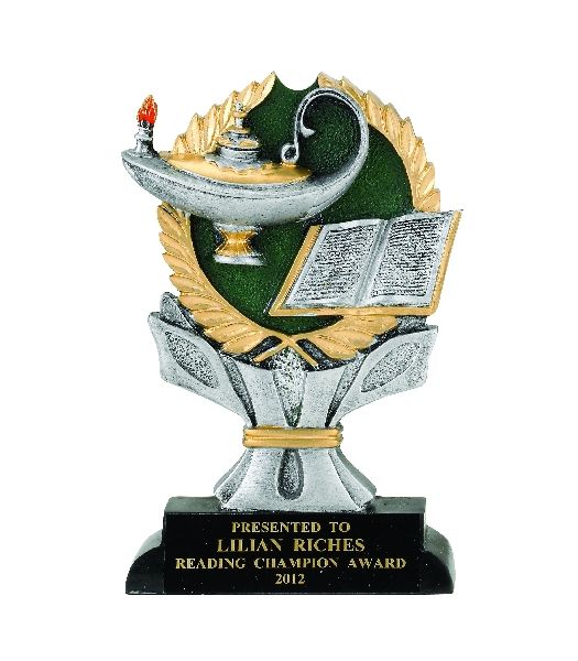6 INCH RESIN LAMP OF LEARNING TROPHY