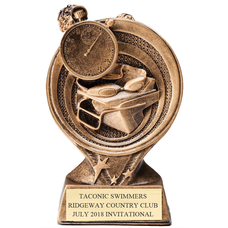 6" SWIMMING PARTICIPANT RESIN TROPHY ANTIQUE GOLD FINISH