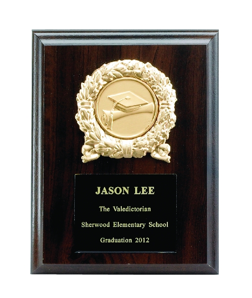 6 X 8 INCH PLAQUE WITH BLACK EMBOSSED PLATE, METAL WREATH TAKES INSERT