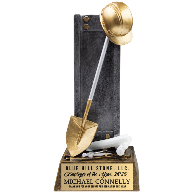 8 INCH HAND PAINTED CONSTRUCTION TROPHY