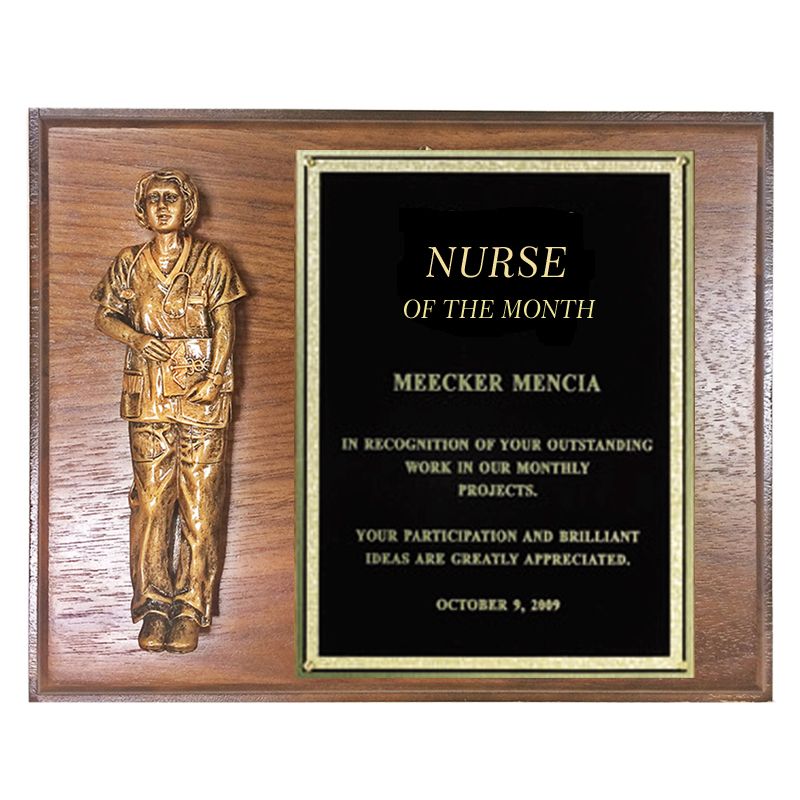 8 X 10 INCH GENUINE WALNUT FINISHED NURSE PLAQUE WITH BLACK SCREENED ...
