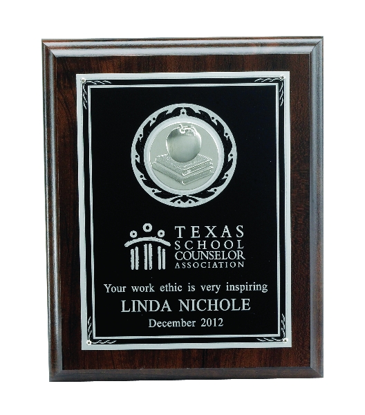 8 X 10 INCH PLAQUE WITH BLACK AND SILVER PLATE TAKES INSERT