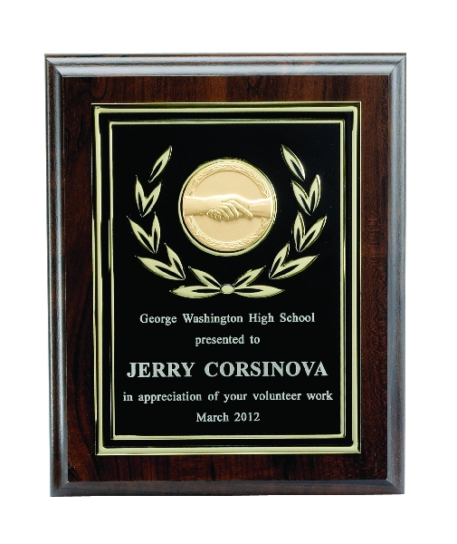 8 X 10 INCH PLAQUE WITH BLACK PLATE TAKES INSERT