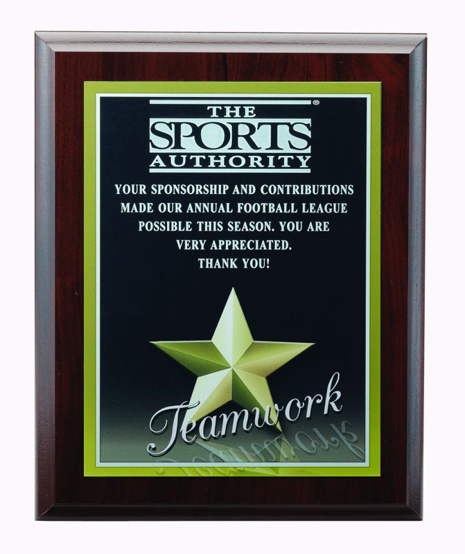 9 X 12 INCH TEAMWORK PHOTO SPORTS PLAQUE WITH LASER ENGRAVED PLATE
