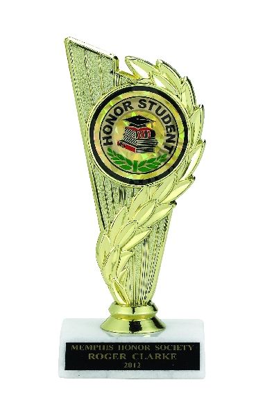 COLUMN TROPHY, 6-3/4 INCH, WHITE PLASTIC BASE, 2 INCH INSERT