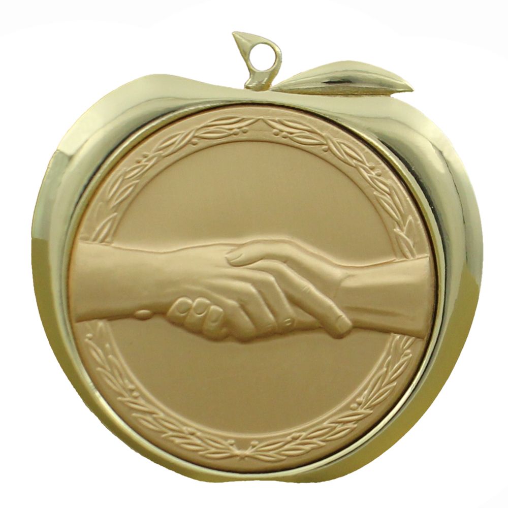 HANDSHAKE APPLE MEDAL - GOLD, SILVER OR BRONZE