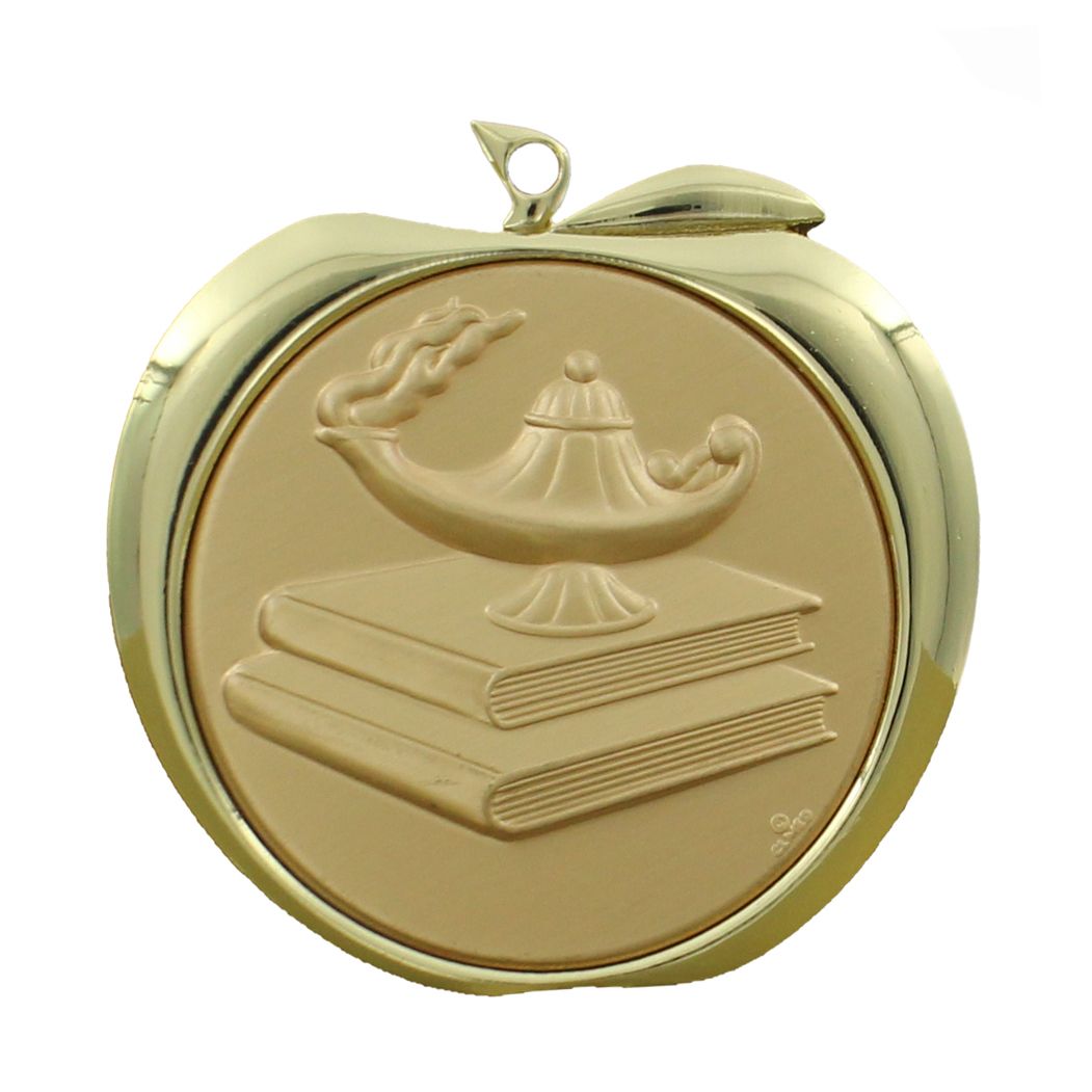 LAMP OF LEARNING APPLE MEDAL - GOLD, SILVER OR BRONZE