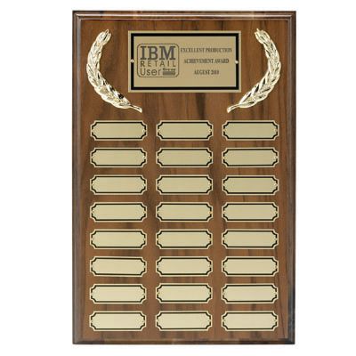 9 X 12 MULTIPLE PLATE GENUINE WALNUT PLAQUE WITH SATIN BRASS ...